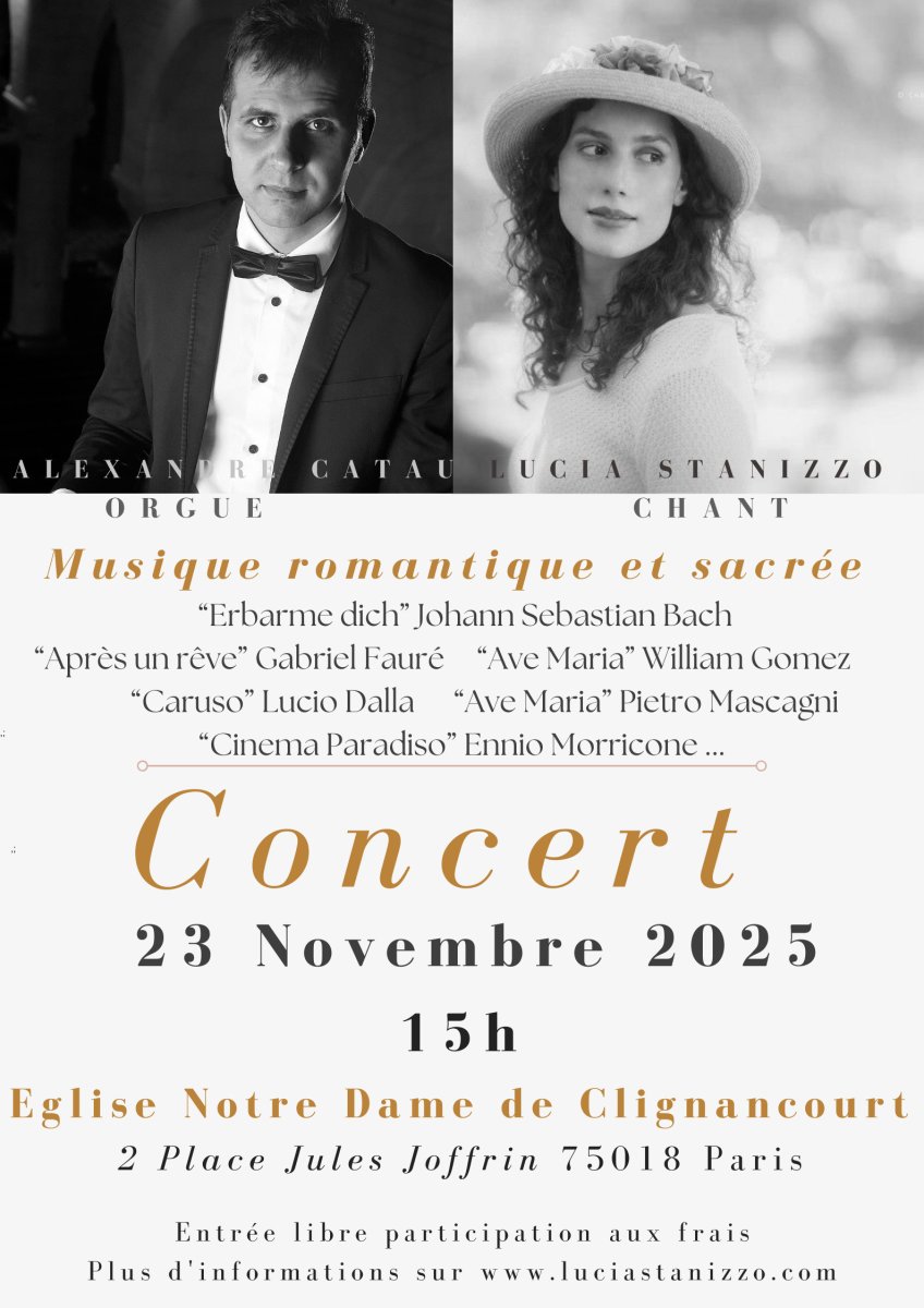 Concert orgue (Alexandre CATAU) et chant (Lucia STANIZZO) - Diocèse de ...